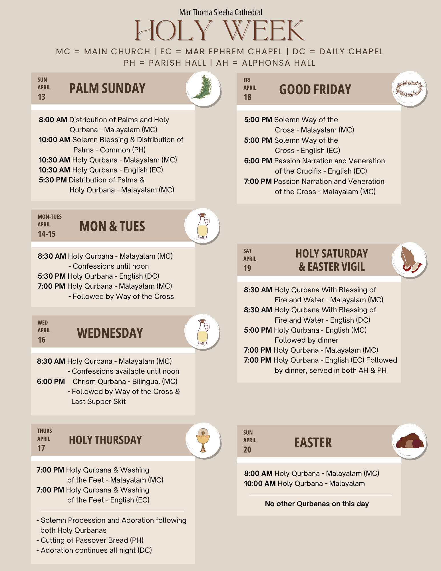 🌿 Mar Thoma Sleeha Cathedral - Holy Week Schedule 2025 - Mar Thoma ...